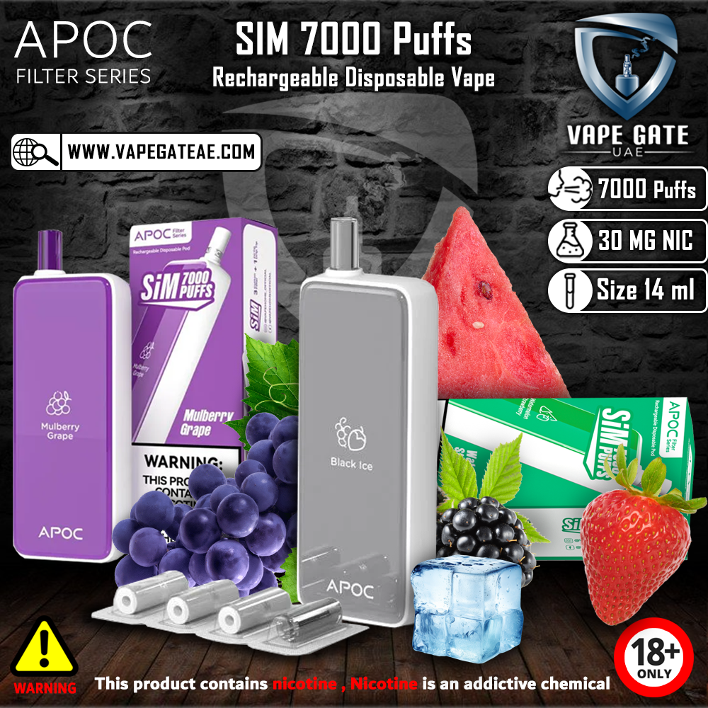 APOC - SIM 7000 Puffs Disposable | Same Day Delivery Dubai | Abu Dhabi