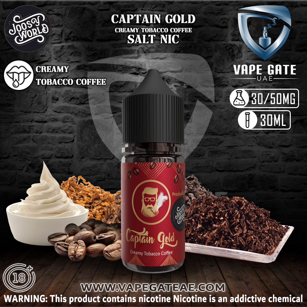 Captain Gold Creamy Tobacco Coffee Saltnic by Joosy World |vape in Dubai