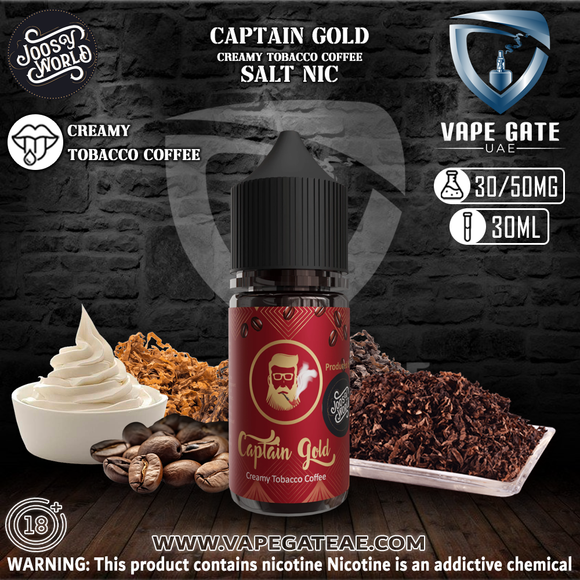 Captain Gold Creamy Tobacco Coffee Saltnic by Joosy World |vape in Dubai