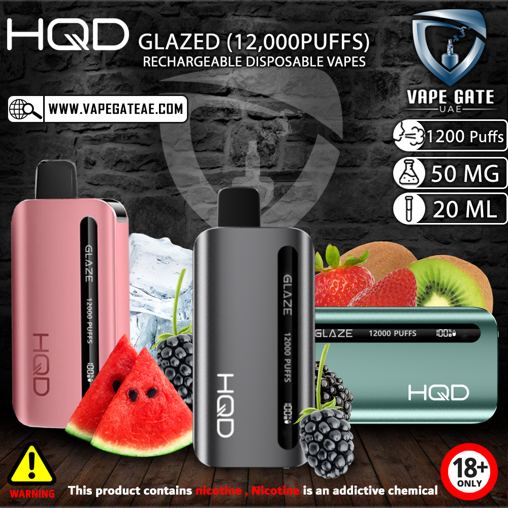 HQD GLAZED RECHARGEABLE DISPOSABLE VAPES (12,000PUFFS) | ABU DHABI ...