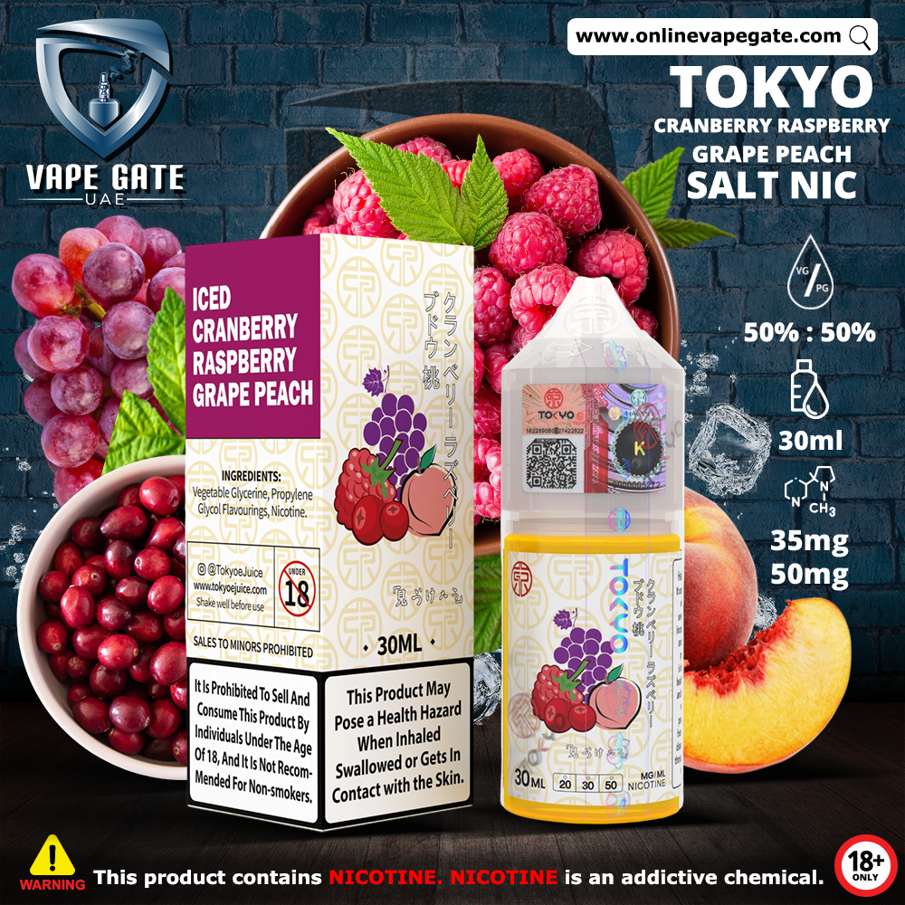 Tokyo Iced Cranberry Raspberry Grape Peach Saltnic 30ml | Same Day ...