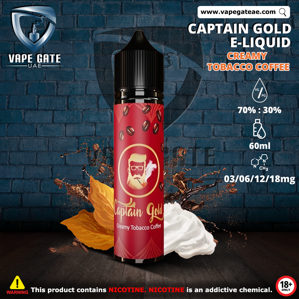 Captain Gold Creamy Tobacco Coffee E-Liquid | Best vape shop in Dubai