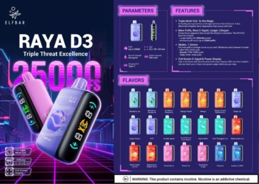 ELF Bar Raya D3 Disposable Pod Device (25K Puffs) | Same Day Delivery ...